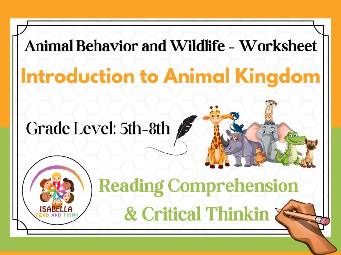 Introduction to the Animal Kingdom: Reading Comprehension Passages ...