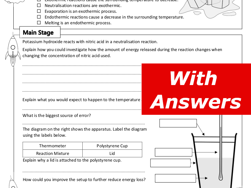 Temperature Change Practical Home Learning Worksheet GCSE | Teaching ...