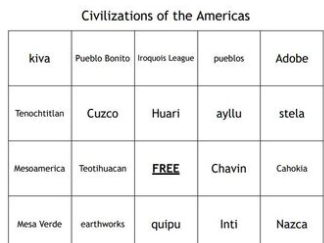 "Civilizations of the Americas" Bingo for a World History Course ...