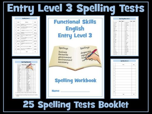 English Functional Skills Entry Level 3 Spelling Tests Teaching English Functional Skills Entry Level 3 Spelling Tests Teaching