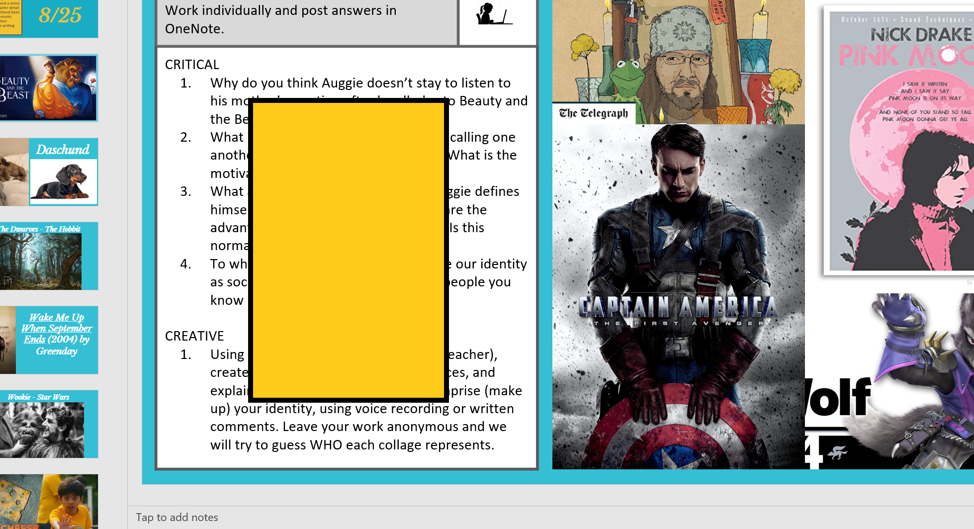 'WONDER' - POWERFUL VOICES - YR7 - LESSON 8 - Part 1 - Lunch - Identity ...