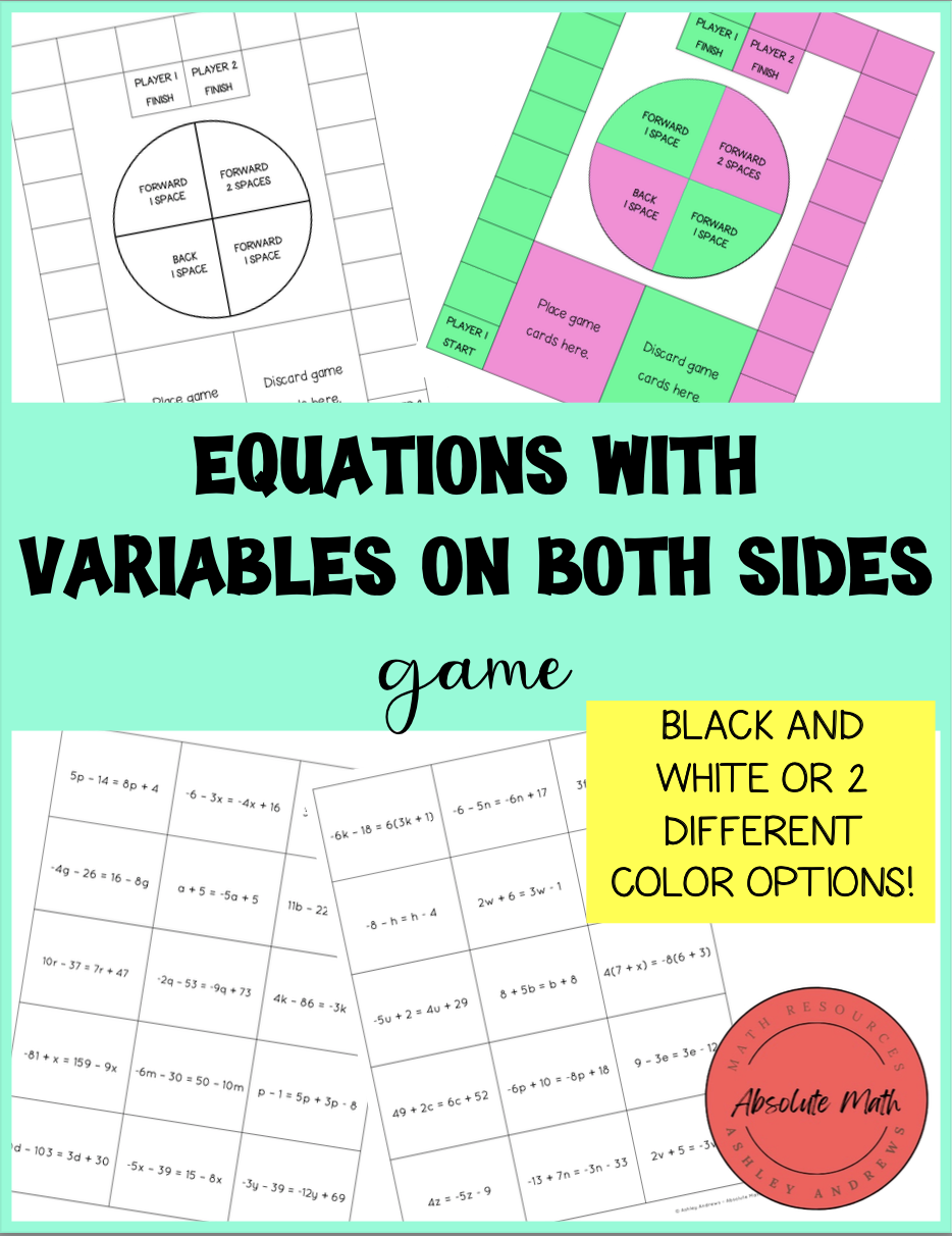 Equations with Variables on Both Sides Card Game | Teaching Resources