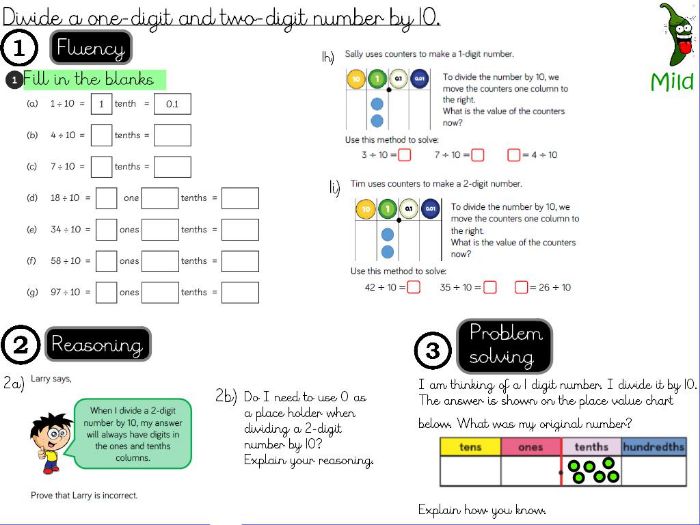 Decimals Divide A One digit And Two digit Number By 10 Teaching