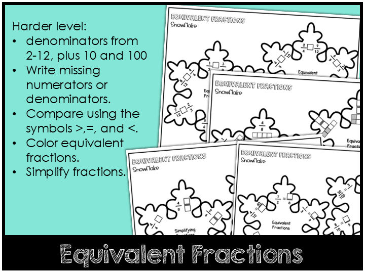 Winter Snowflake Equivalent Fractions Craft Activity | Teaching Resources