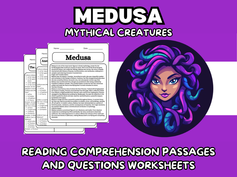 Medusa - Mythical Creatures Reading Comprehension Passages and ...