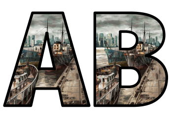 On the Waterfront Dockyard Lettering Set Display Title Letters Numbers ...
