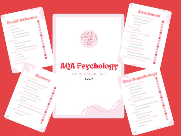 Aqa Psychology Paper 1 Topic Checklists Teaching Resources