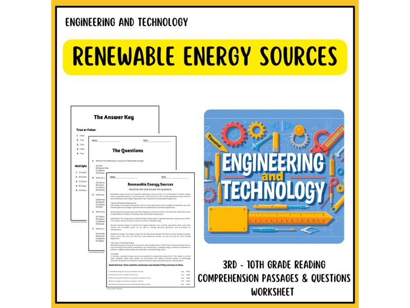 Renewable Energy Sources Reading Comprehension Passages & Questions ...