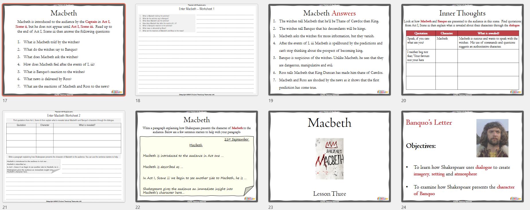 Macbeth - Act 1 | Teaching Resources