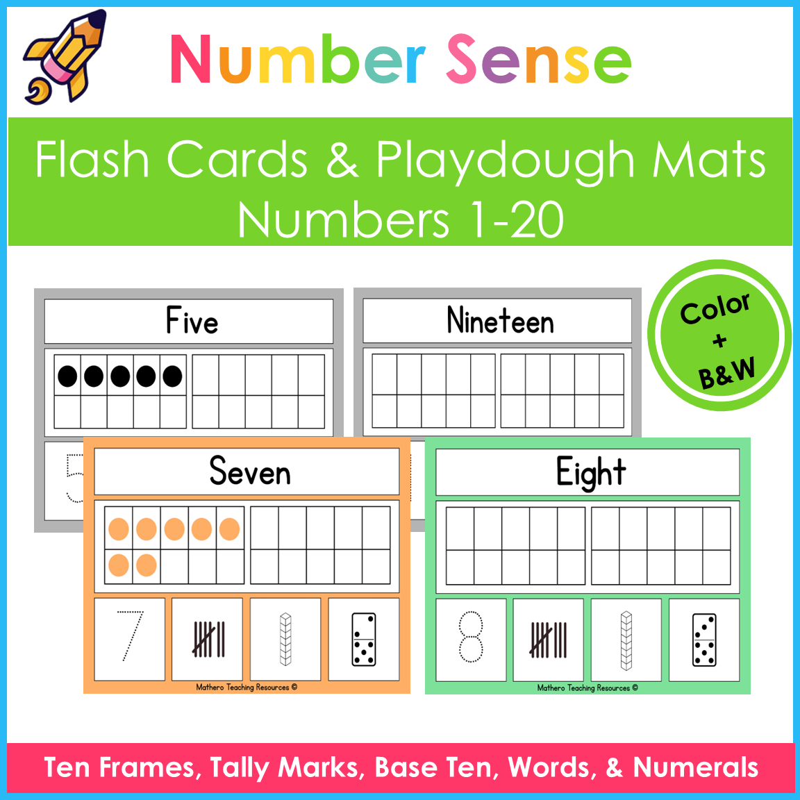 Number Sense 1–20|Flashcards & Playdough Mats |Ten Frames, Tally Marks ...