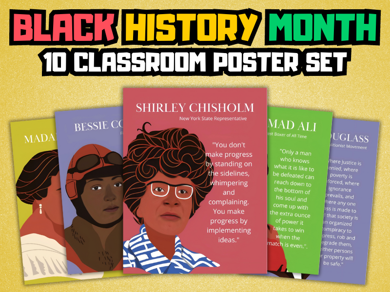 Black History Month Classroom Decor Poster Set, African American ...