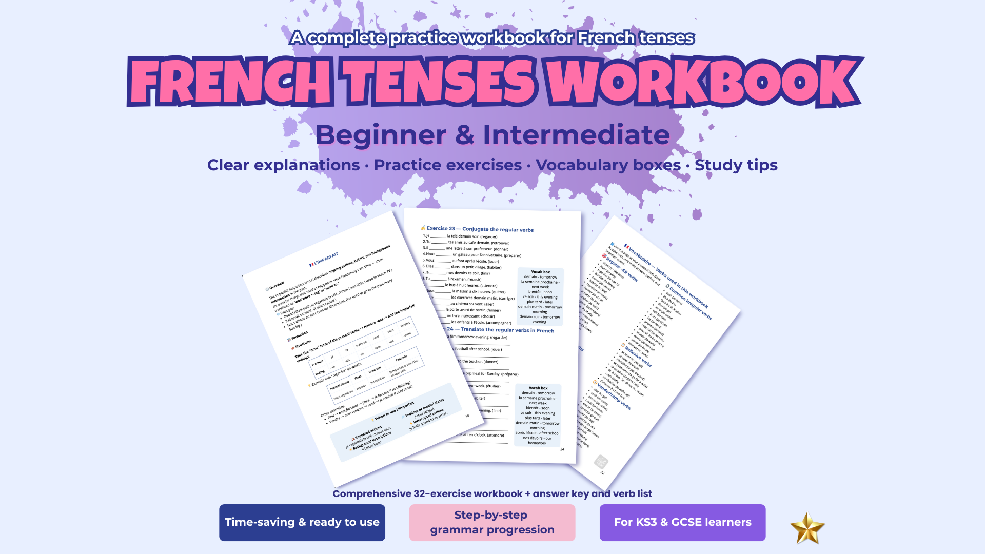 French Tenses Workbook (KS3-GCSE) - Present, Perfect, Imperfect, Near ...