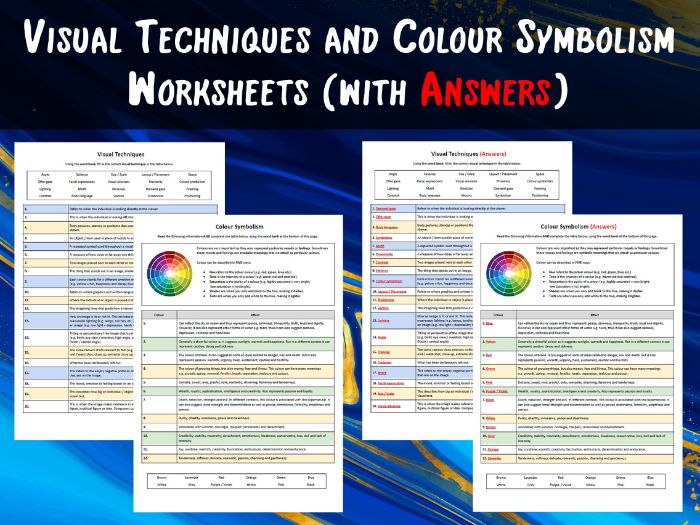 Visual Techniques and Colour Symbolism Worksheets | Teaching Resources