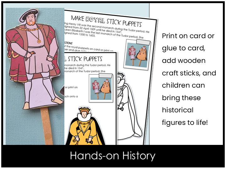 Tudors King Henry VIII and Elizabeth I Stick Puppets | Teaching Resources