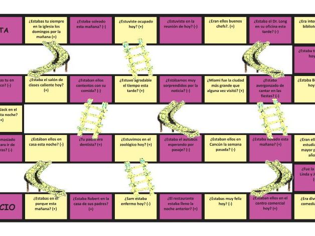 Past Simple with Verb Estar and Ser Spanish Chutes and Ladders Board ...
