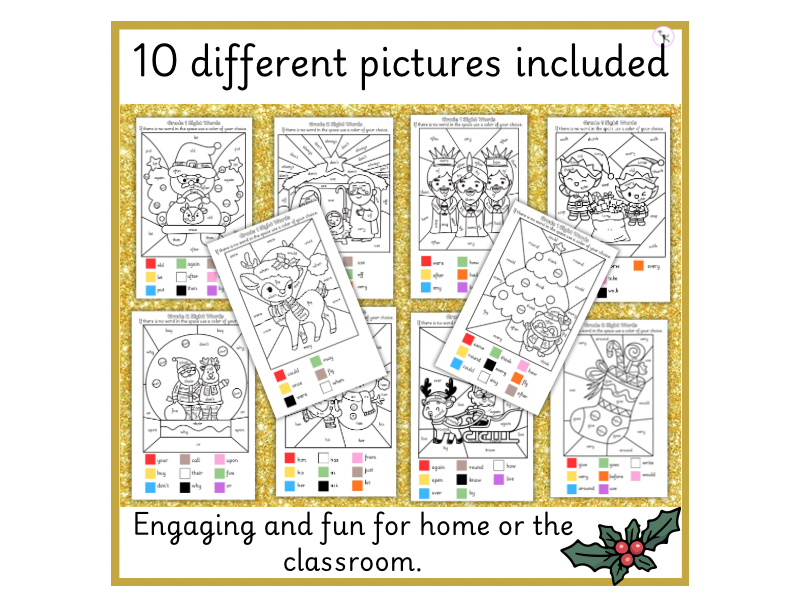 Christmas Color by Sight Words Dolch Sight Words Grade 1 & Grade 2 ...