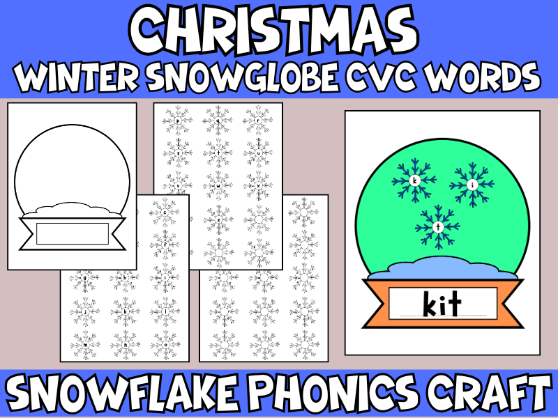Christmas & Winter Phonics Snow globe Craft | Snowflakes Build & Read ...