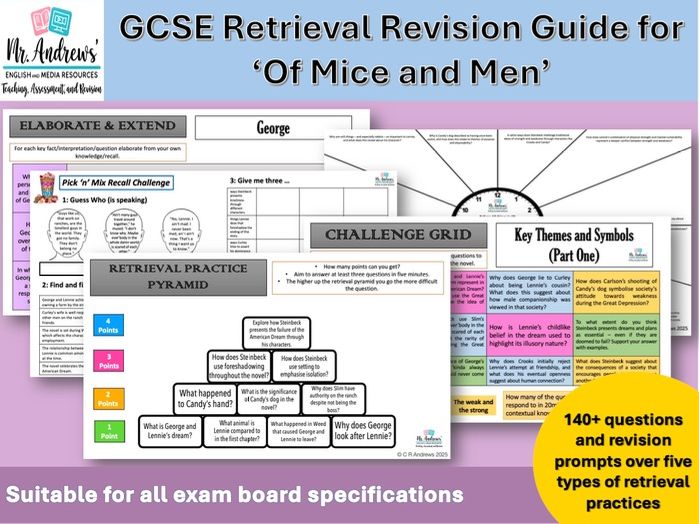 Of Mice and Men Retrieval Revision Booklet | Teaching Resources
