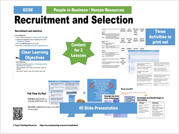 Recruitment and Selection - GCSE Business Studies - 2 Full Lessons ...