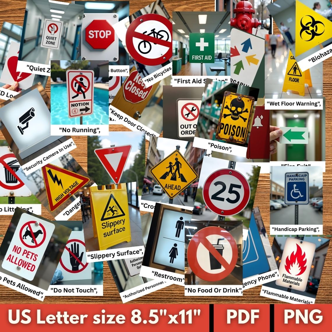 Community Safety Signs Flashcards for Kids | Autism, Special Ed ...