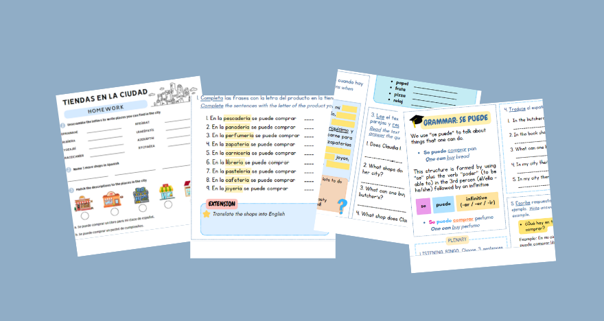 De compras en la ciudad - Presentation, class activities and homework ...