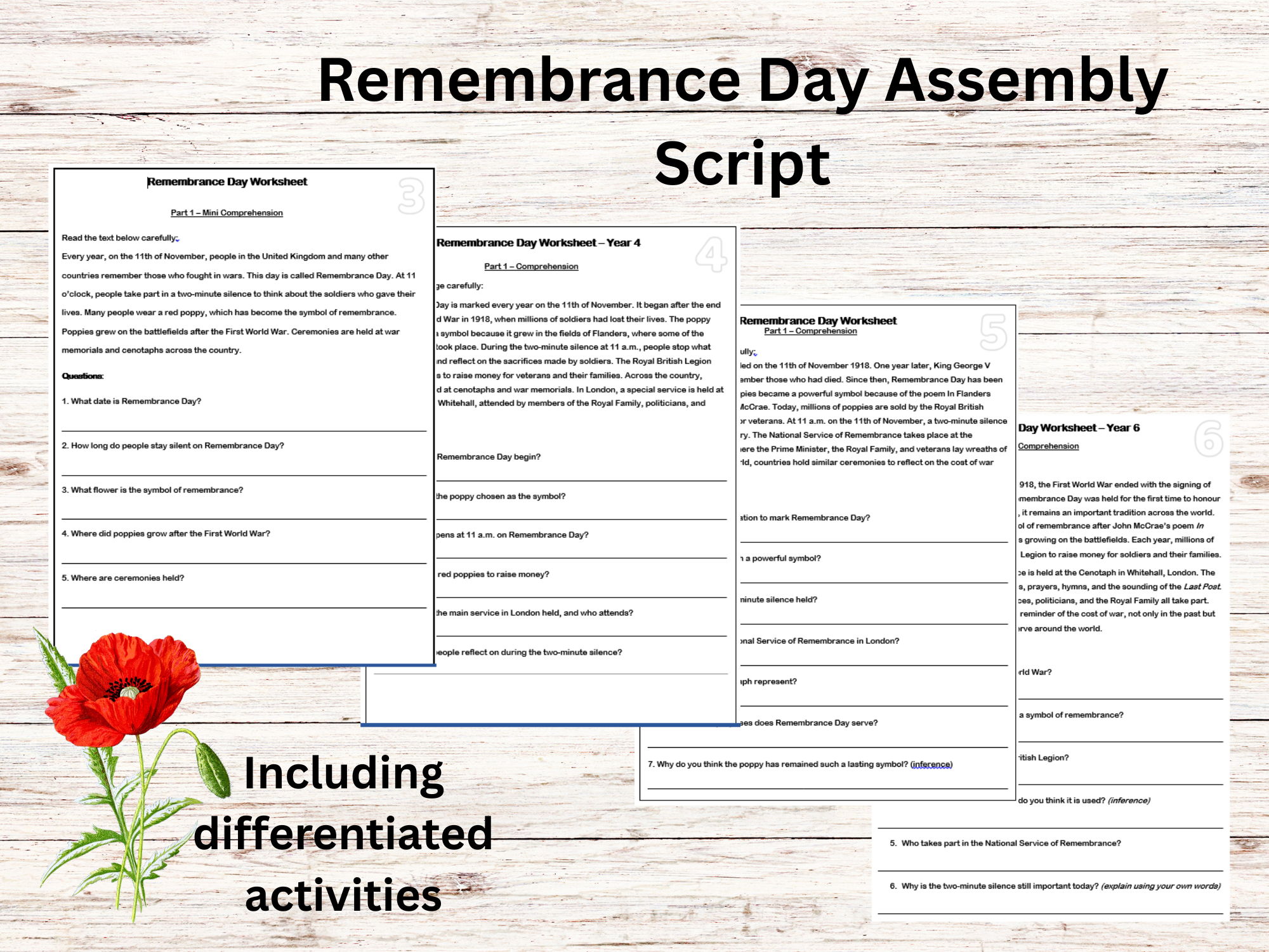 Remembrance Day Complete Resource Pack – Assembly & Activity Worksheets (Years 3–6) | Teaching ...