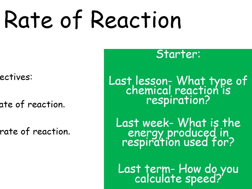 RATE OF REACTION | Teaching Resources