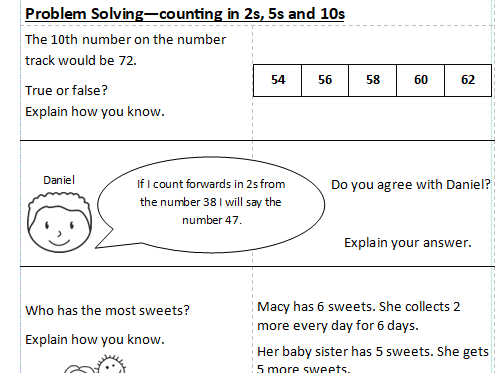 Counting in 2s, 5s and 10s Worksheets and Answers | Teaching Resources