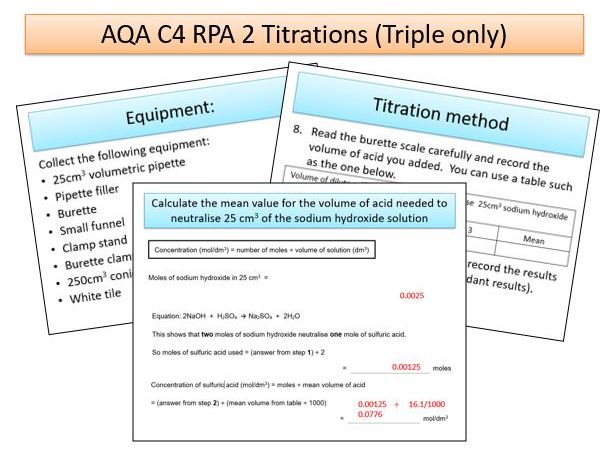 AQA C4 RPA 2 Titrations (Triple only) | Teaching Resources
