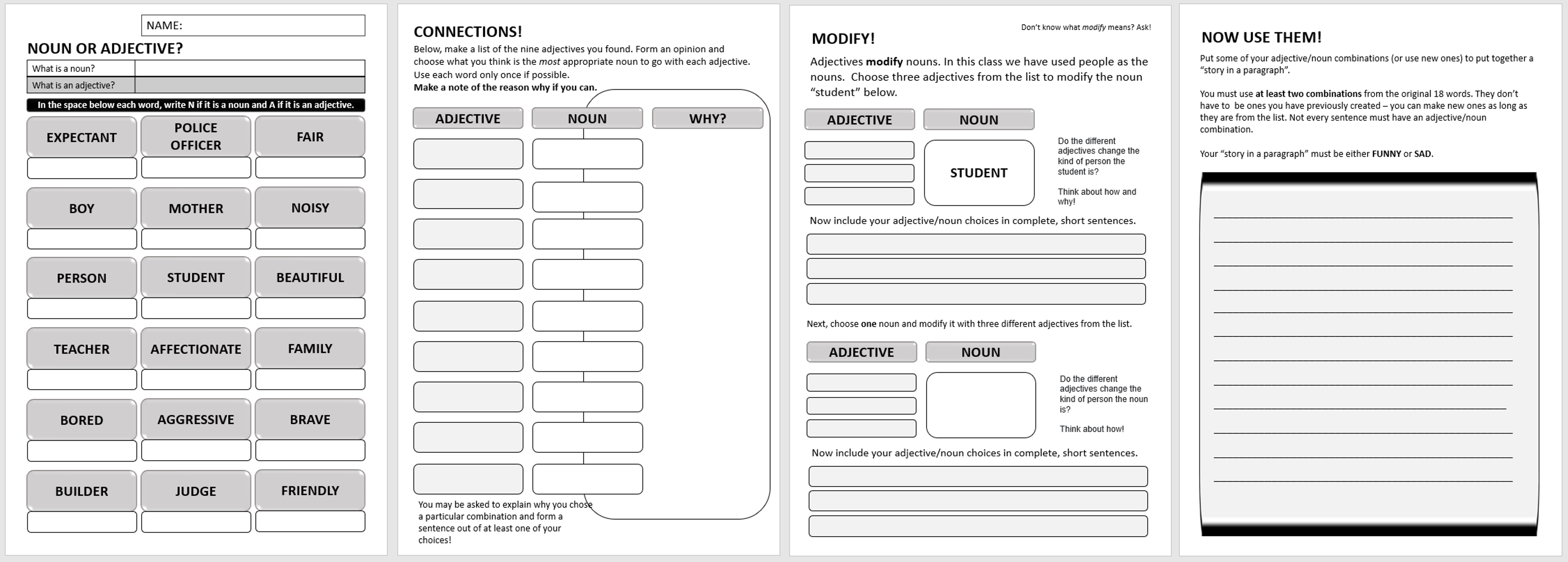 GCSE English Nouns Adjectives In Creative Writing Teaching Resources