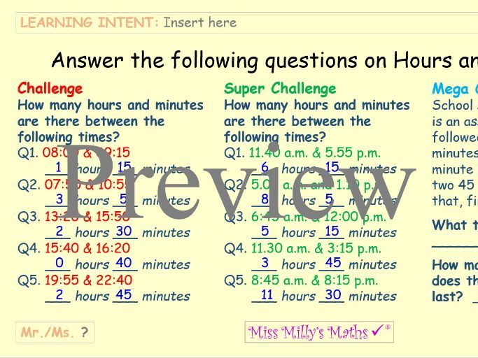 Time Differences Worksheet PowerPoint Teaching Resources