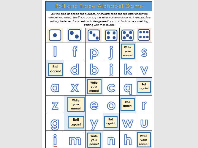 Alphabet Roll and Trace | Teaching Resources