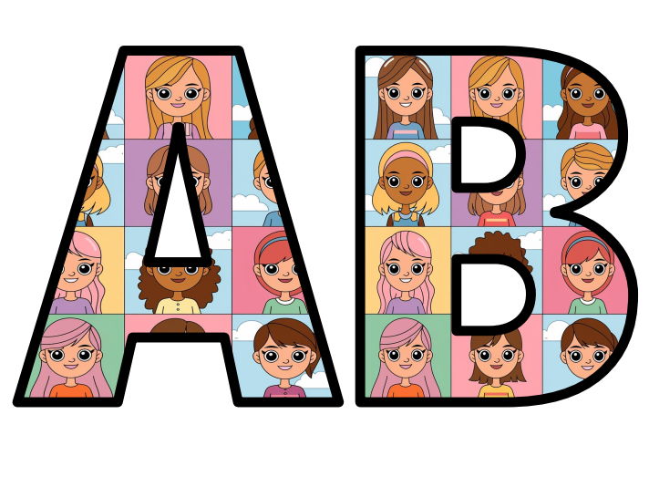 Girls Females Cute Cartoon New Lettering Set Instant Display Title All ...