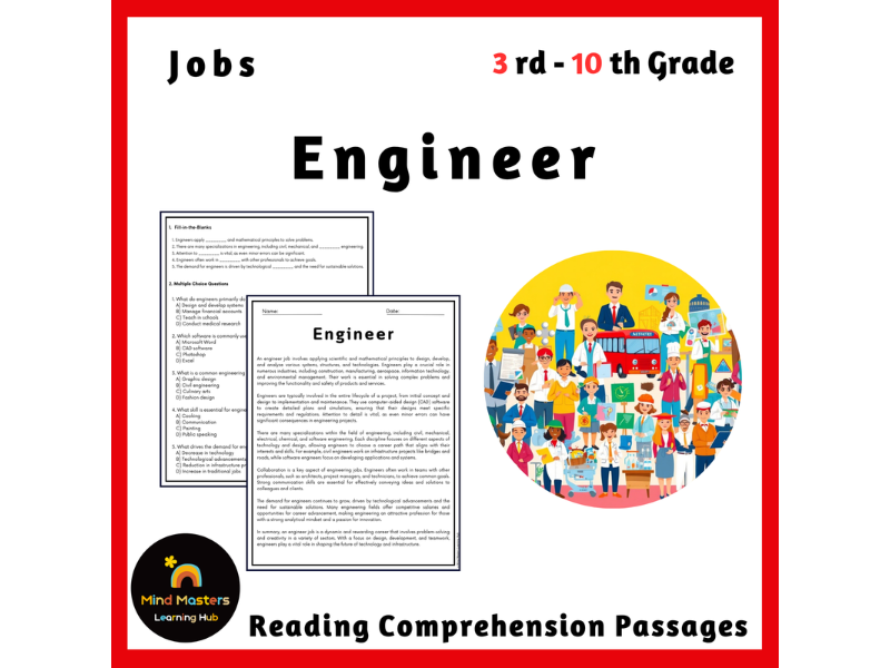 Engineer Career Reading Comprehension Passages & Questions Worksheets ...