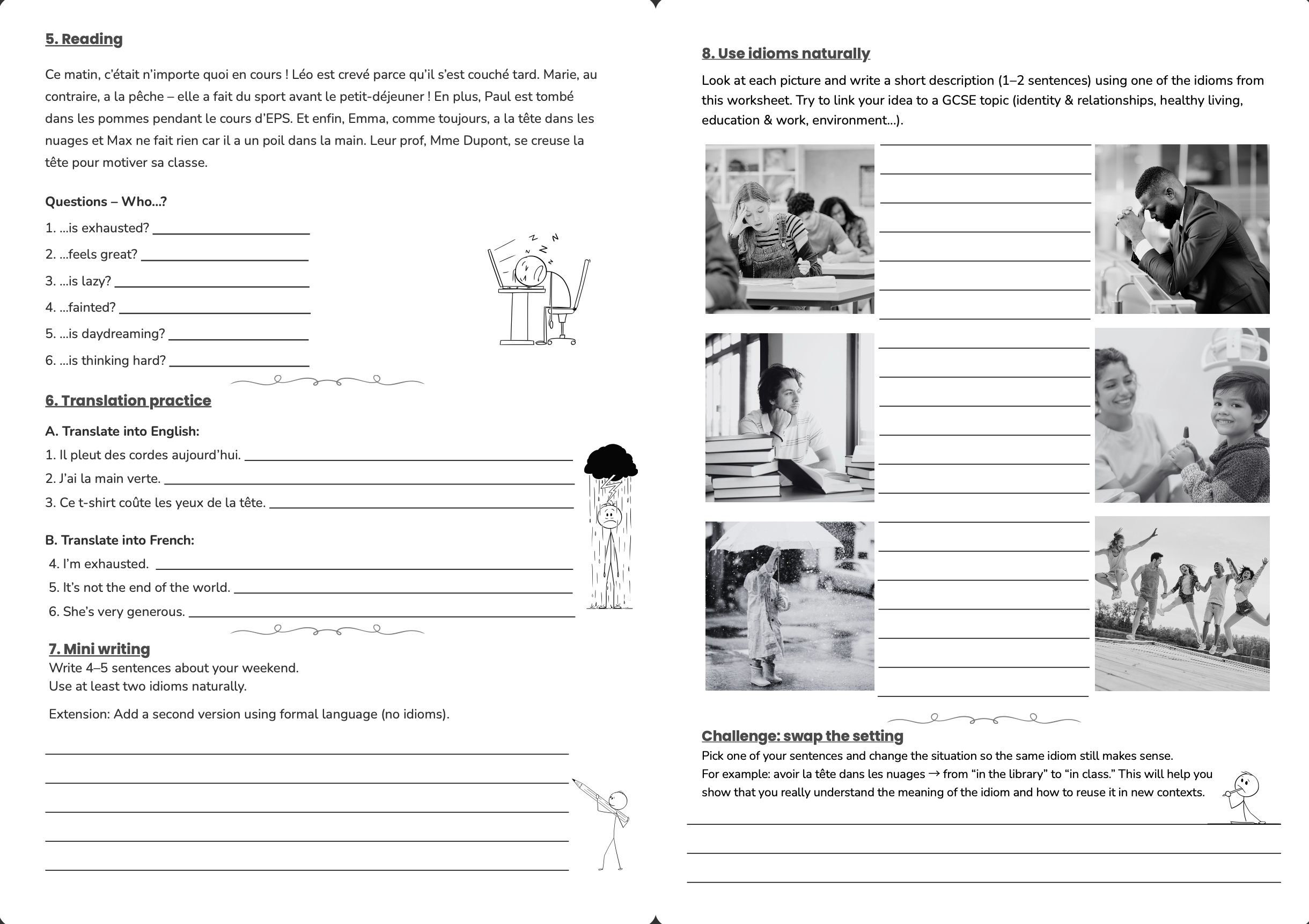 Expressions idiomatiques – Idioms in context – French GCSE (Foundation ...