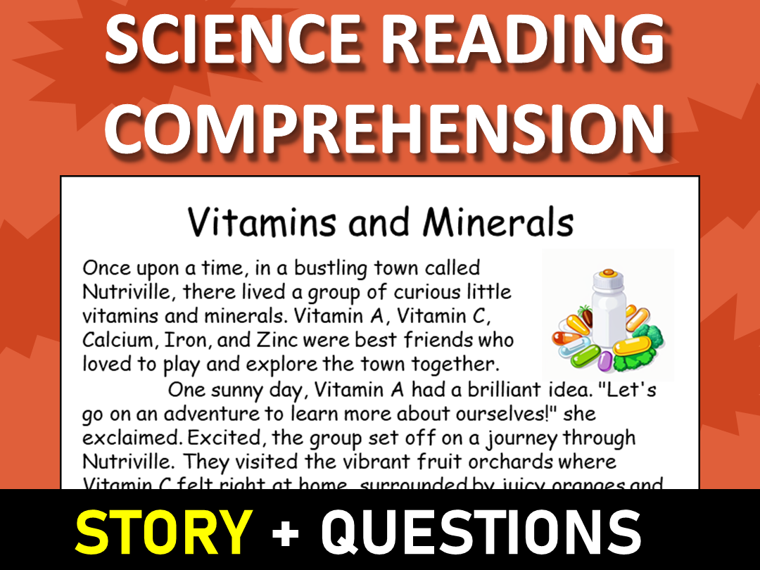 Vitamins and Minerals Reading Science Story Comprehension Questions ...