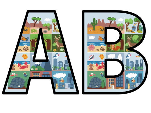 Habitats creatures animals settings Lettering Set Display Title Letters ...