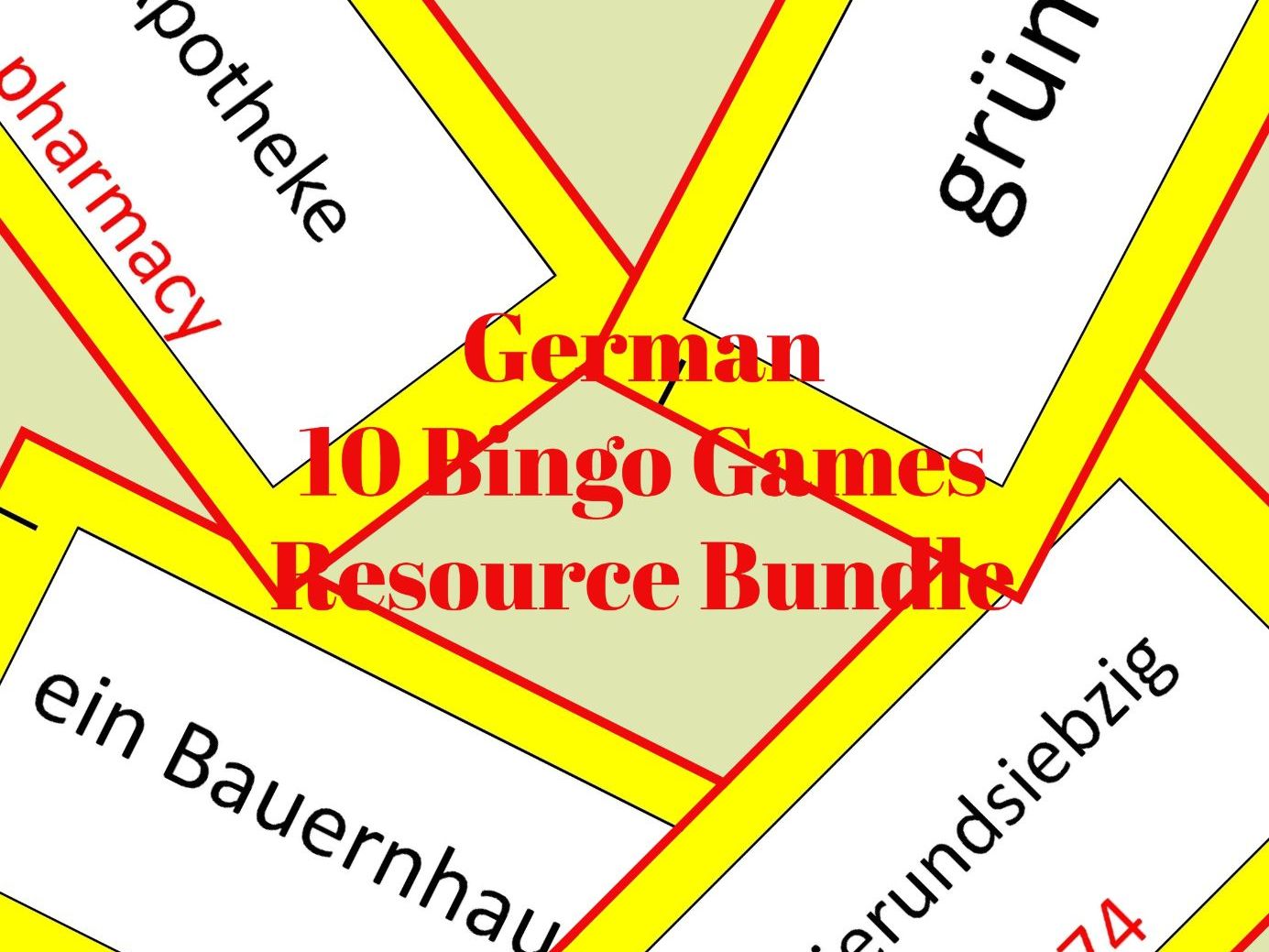 10 German Topics Bingo Games Activity | Teaching Resources