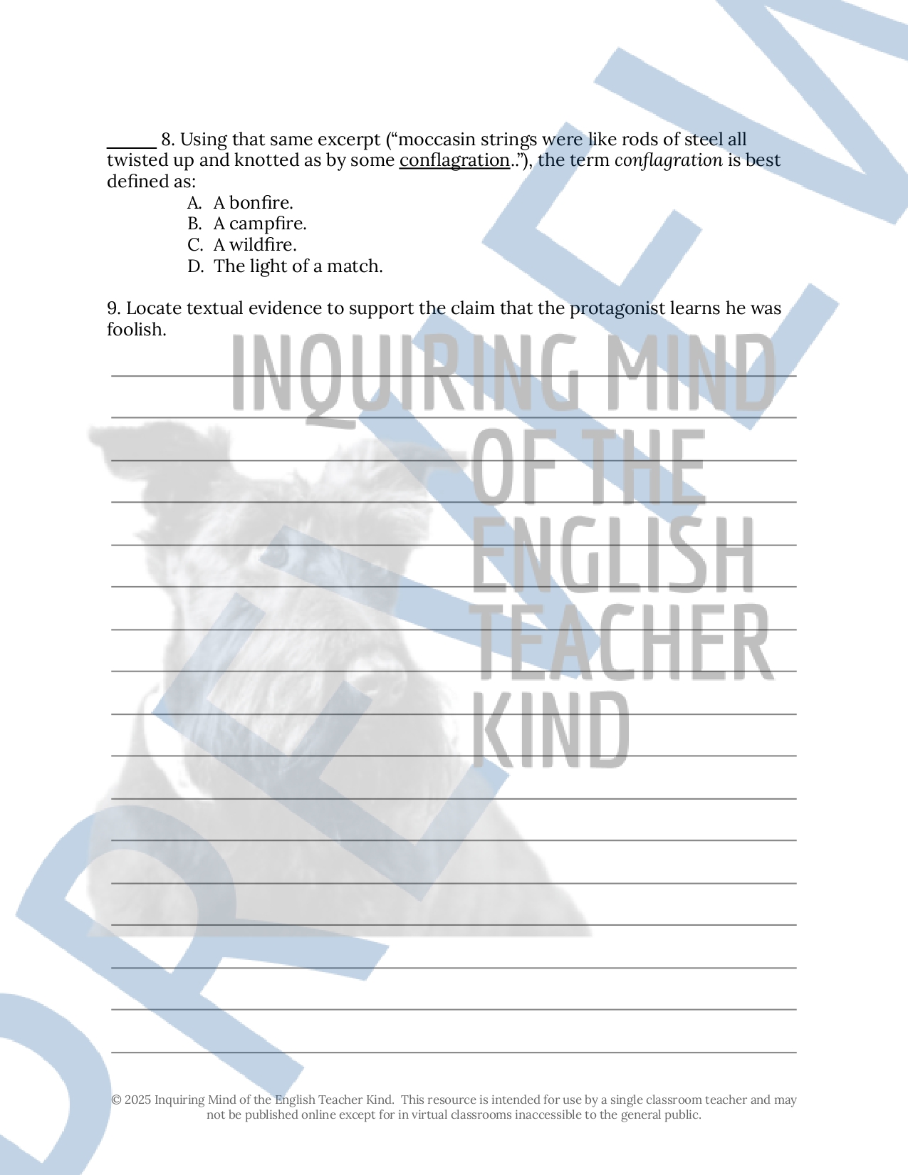 “To Build a Fire” by Jack London Close Reading Analysis Worksheet ...