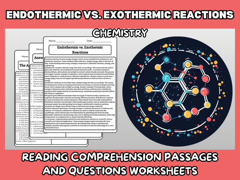 Endothermic vs. Exothermic Reactions - Chemistry Reading Comprehension ...