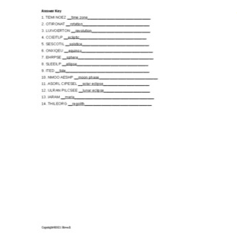 "Earth-Moon-Sun System" Word Scramble for Physical Science | Teaching ...