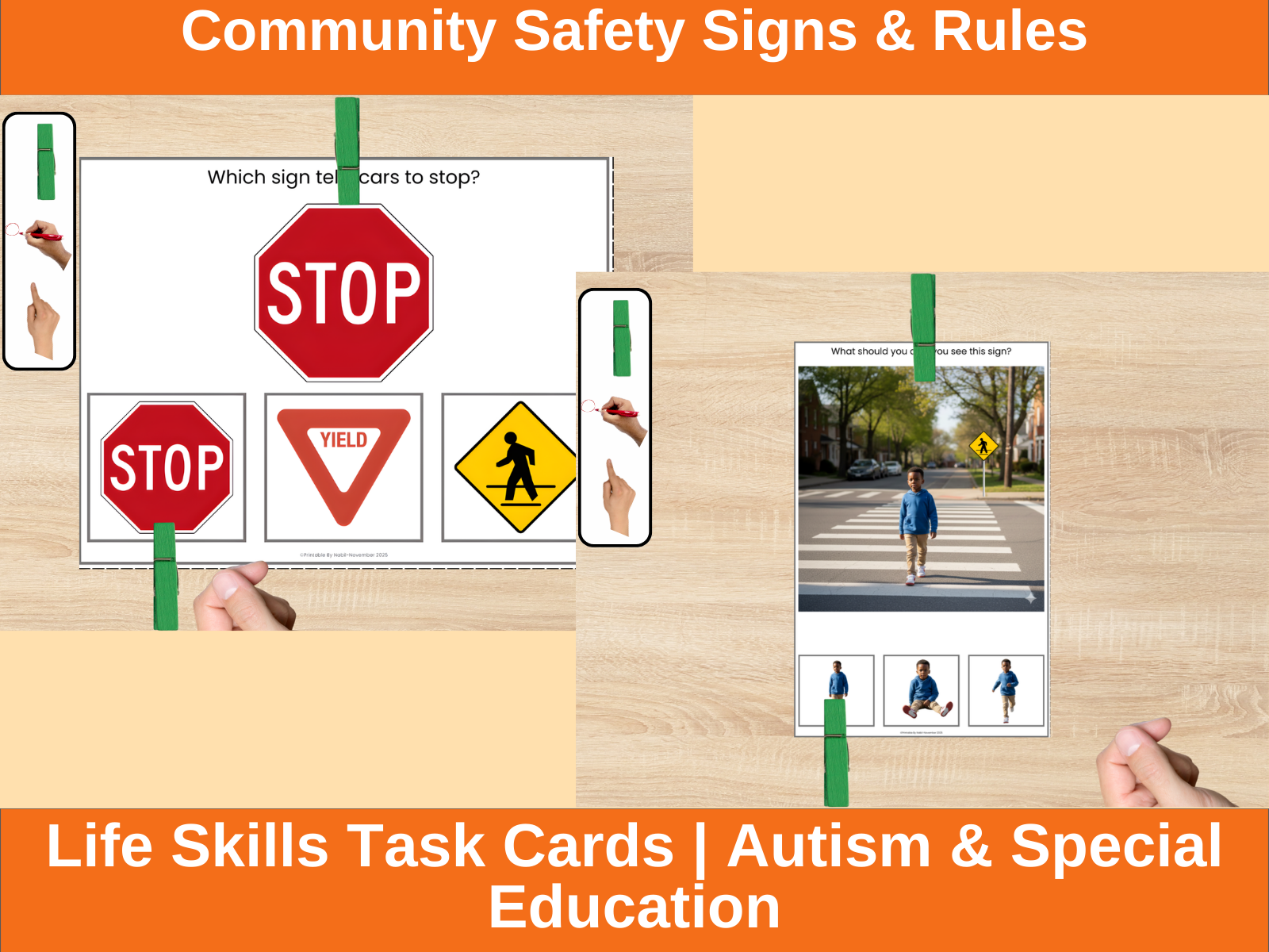 Community Safety Signs Life Skills Task Cards | Teaching Resources