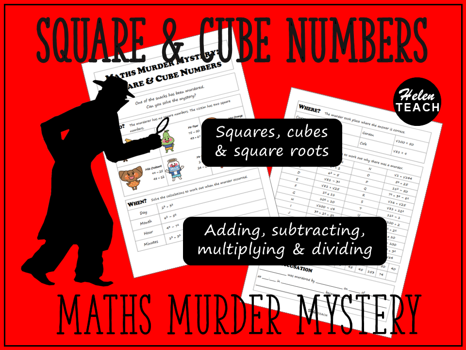 Squares & Cube Numbers Maths Murder Mystery With Answers | Teaching ...