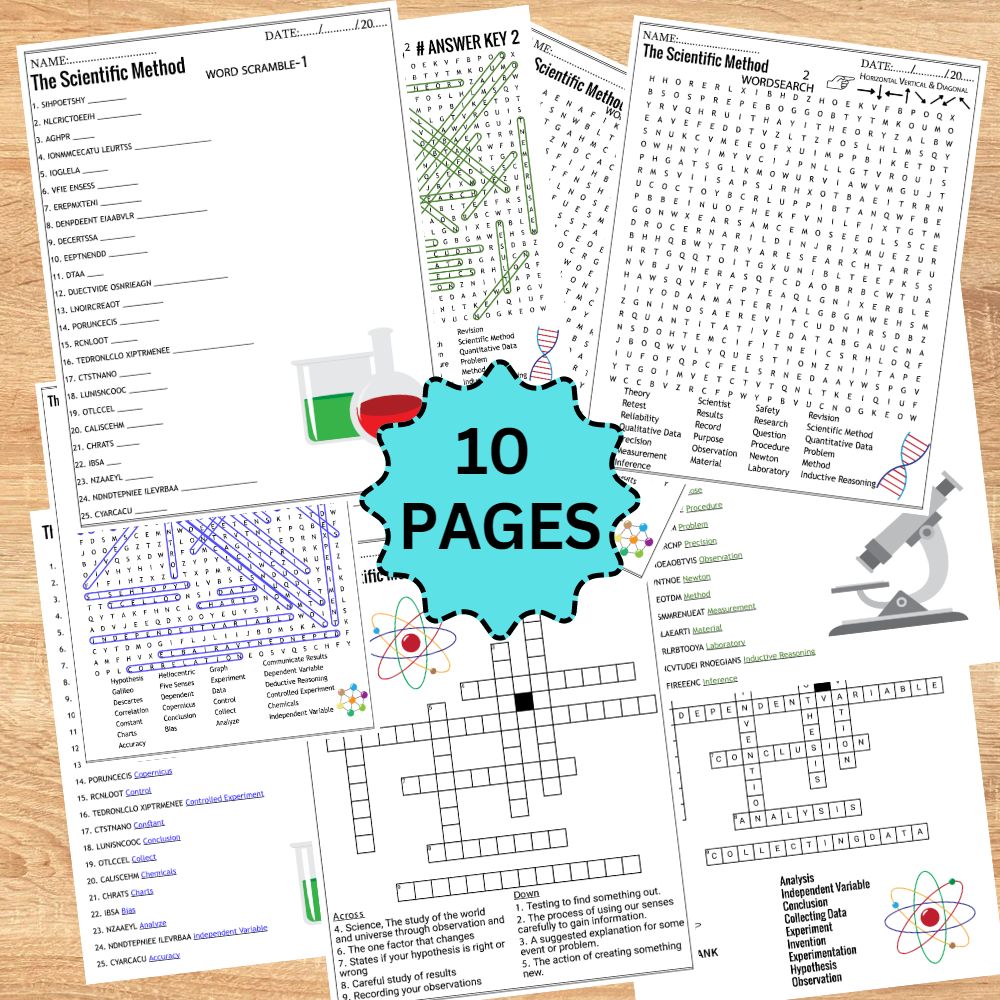 The Scientific Method Worksheets Crossword Word Scramble Word Search