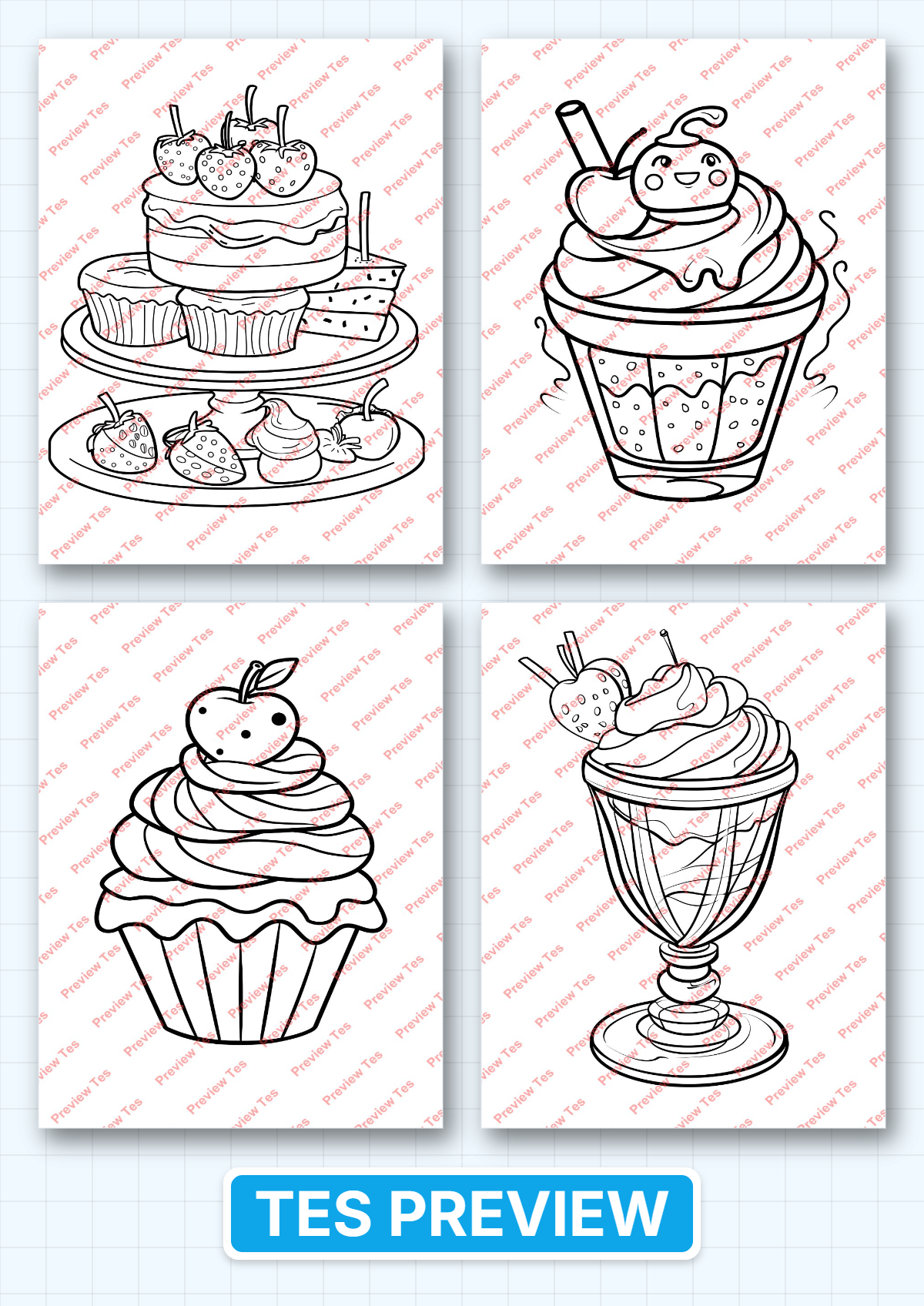 Desserts Coloring Pages | Sweet Treats Art Activity Worksheets for Kids ...