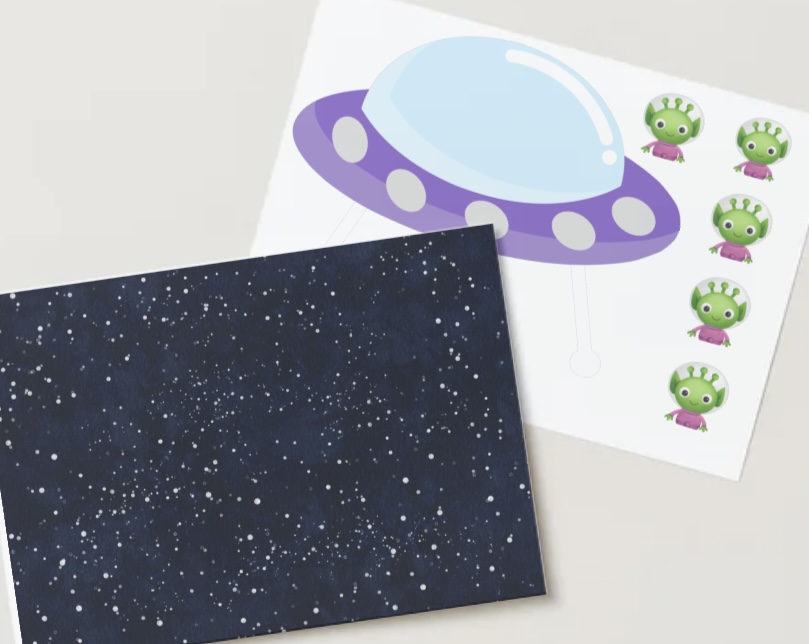 5 little men in a flying saucer props | Teaching Resources