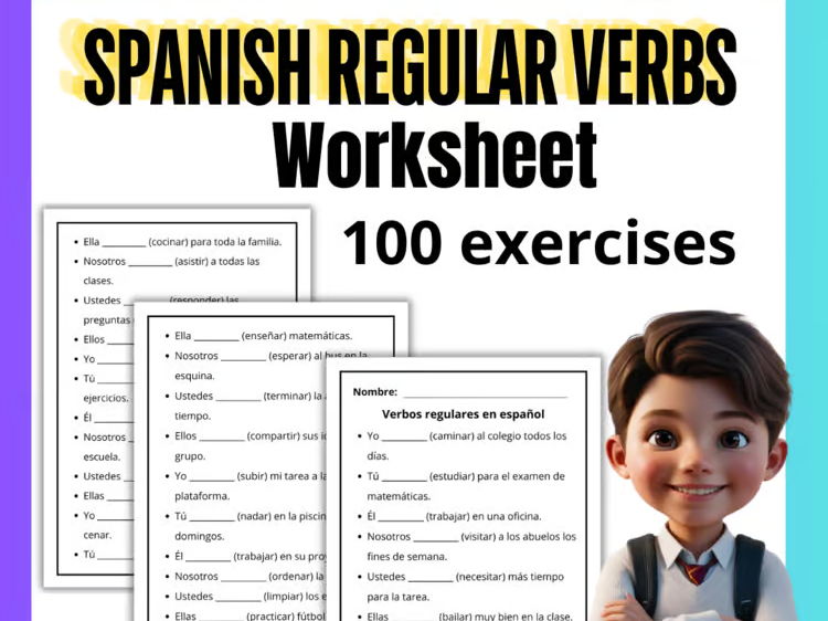 Spanish Present Tense Regular Verbs Worksheets | Printable | Teaching ...