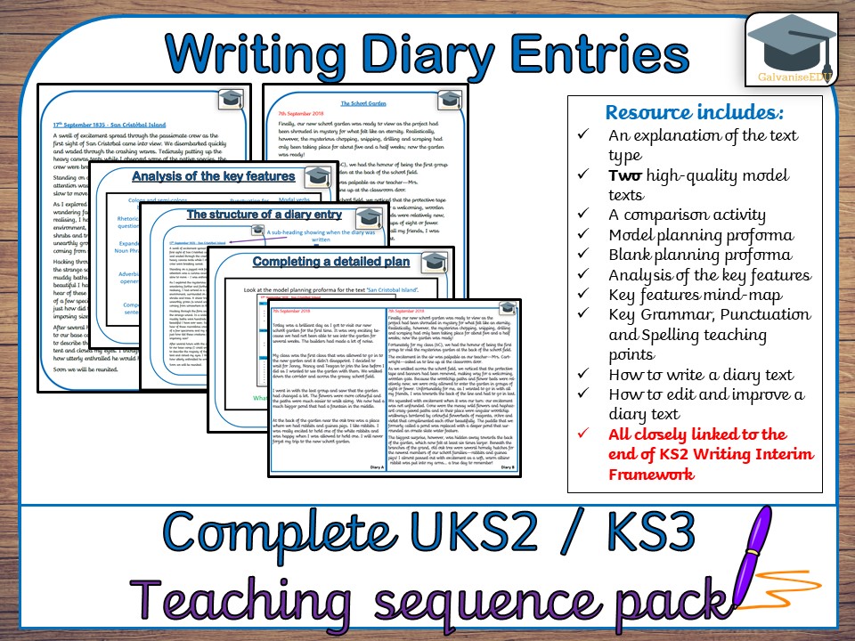 Complete Diary Entry Teaching Sequence UKS2 KS3 Teaching Resources
