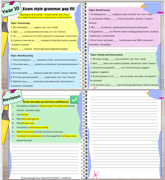 GCSE Spanish Grammar - exam practice AQA 2026 | Teaching Resources