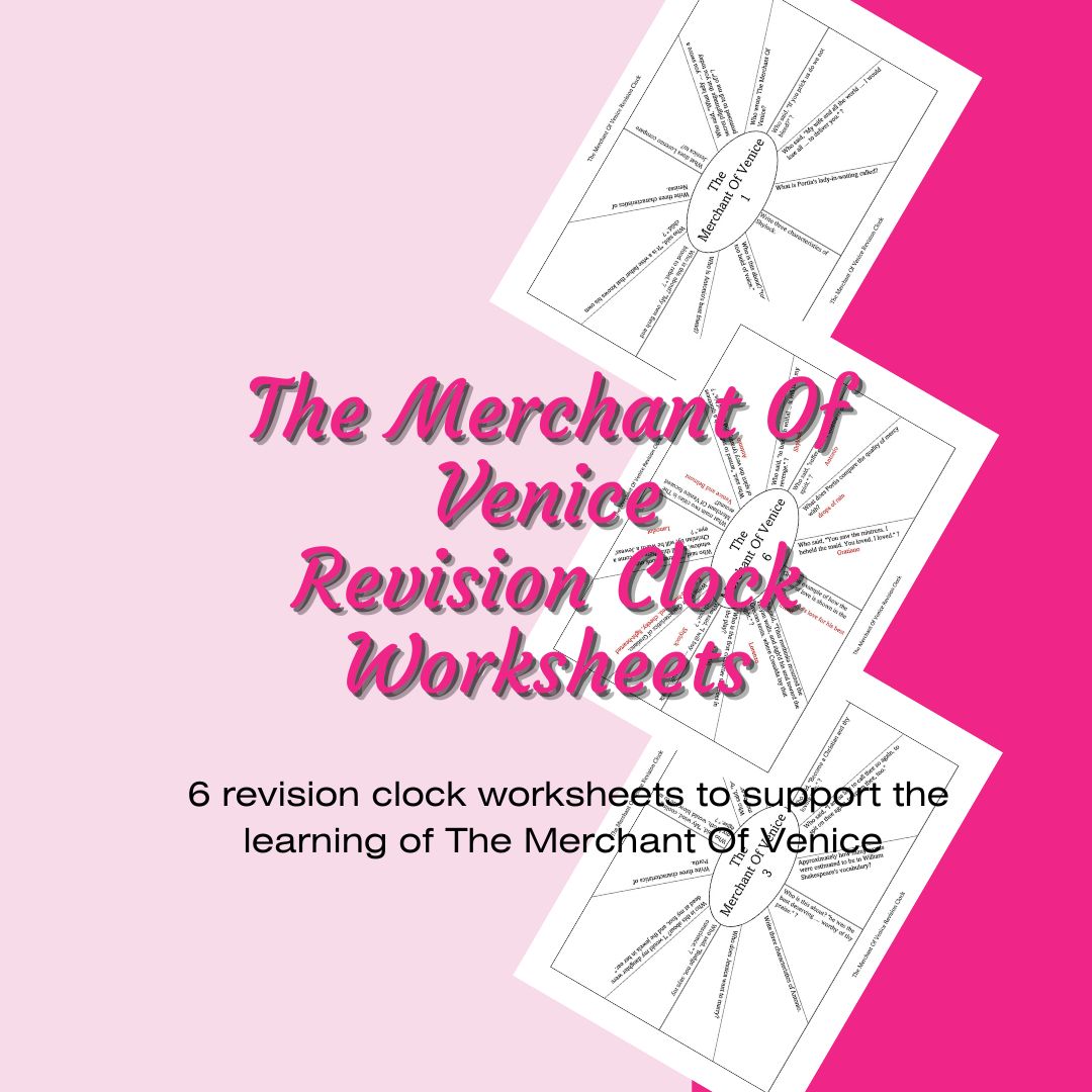 English Literature The Merchant of Venice Revision Clock Worksheets | Teaching Resources